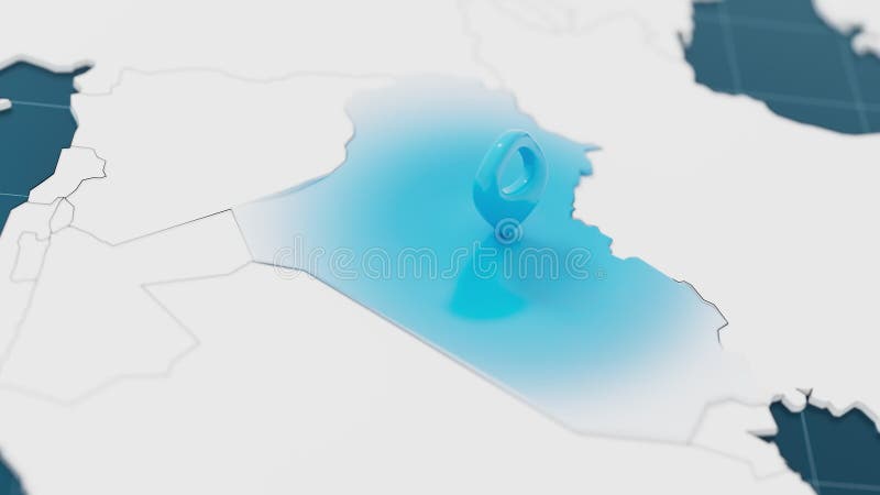 Highlight with Blue of Iraq 3d Map with Pointer Pin Surrounded with ...