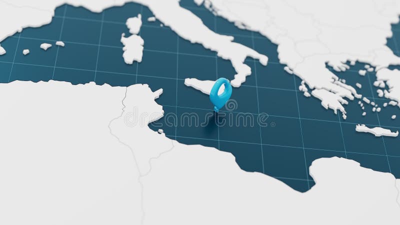 Highlight with Blue of Malta 3d Map with Pointer Pin Surrounded with ...