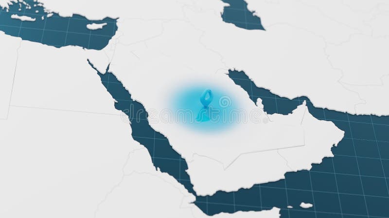 Highlight with Blue of Saudi Arabia 3d Map with Pointer Pin Surrounded ...