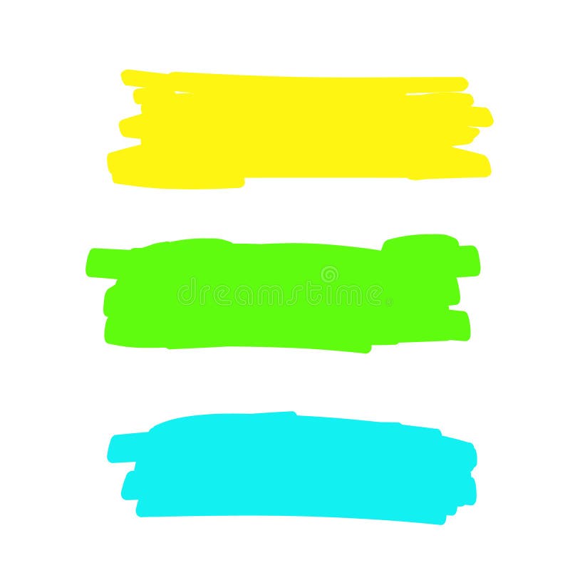 Highlight Brush Stroke Set Vector Color Marker Pen Lines Underline ...