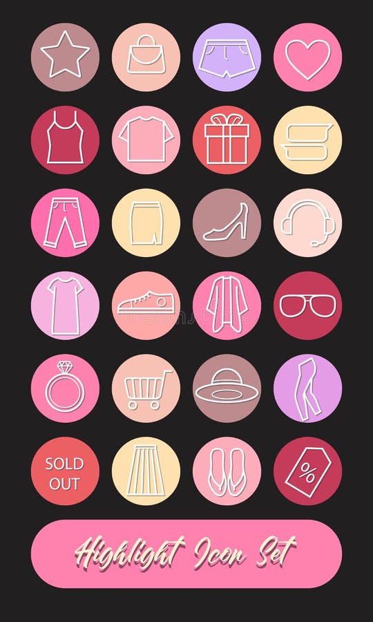 Fashion Icon Set for Instagram Higlights Stock Vector - Illustration of ...