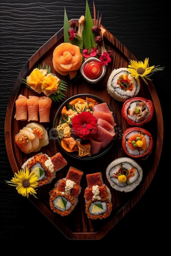 The Plate of Sushi Presented with Elegance and Sophistication Stock ...