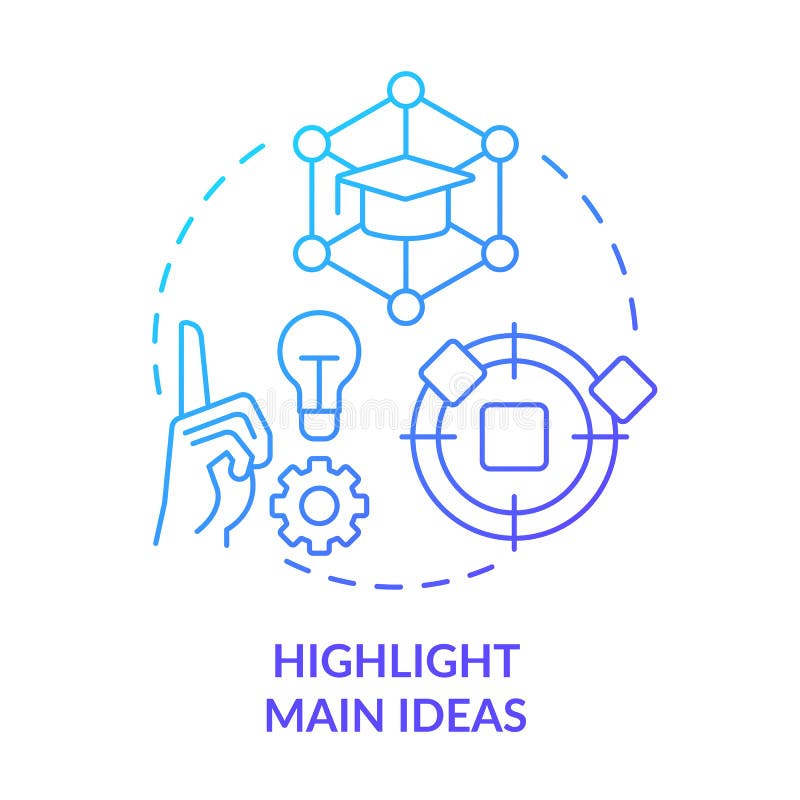 Highlight Main Ideas Blue Gradient Concept Icon Stock Vector ...