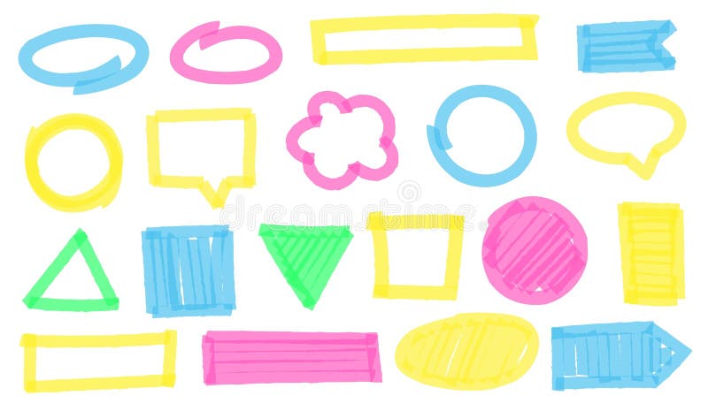 Highlight Marker Frames. Colorful Geometric Figures and Shapes Border ...