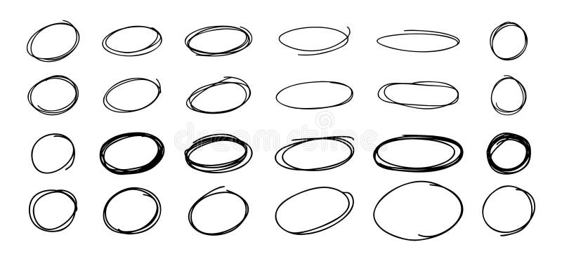 Highlight Oval Circle Hand Drawn Doodle Frames. Free Pencil Round Lines ...