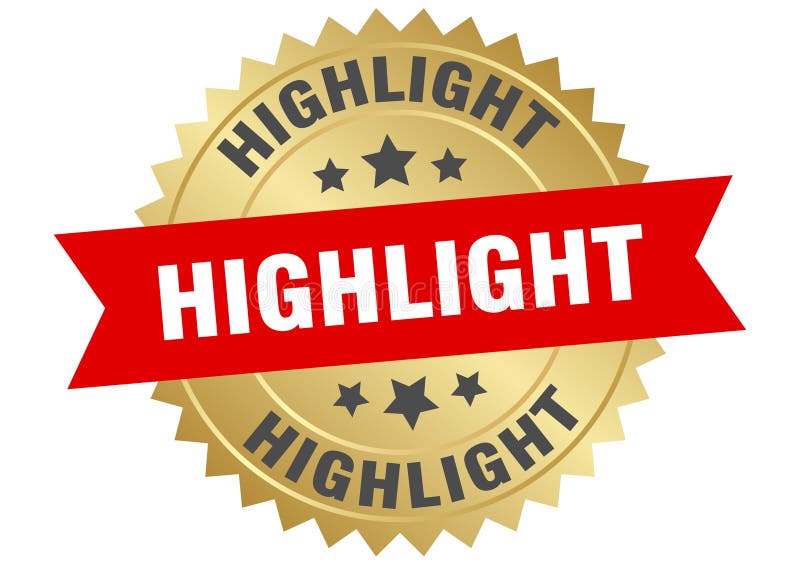 Highlight. Highlight Round Red and Gold Label Isolated on Transparent ...