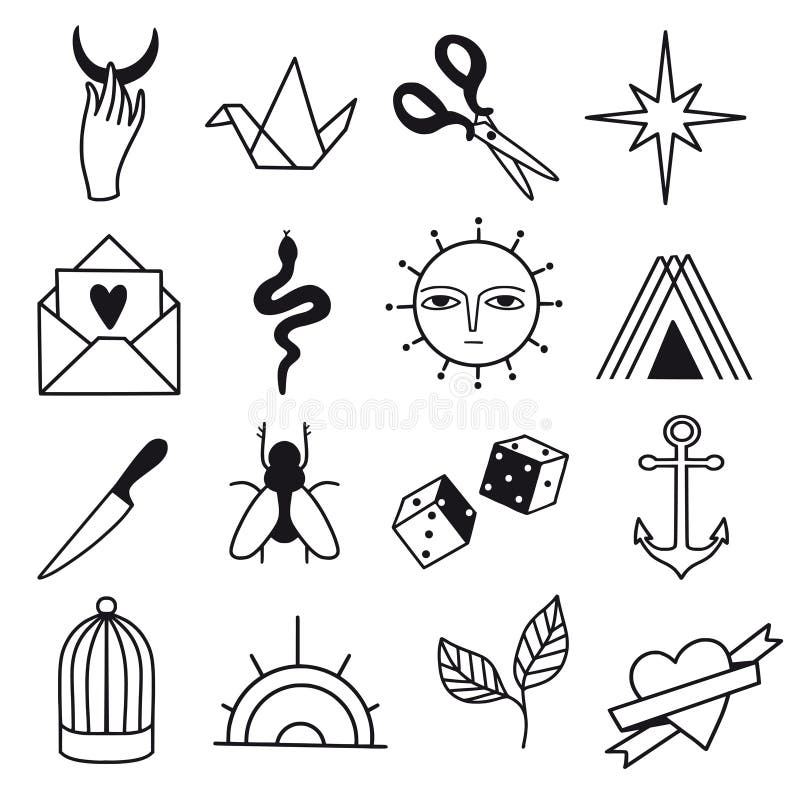 Highlight Set. Various Simple, Cute Outline Elements Stock Vector ...