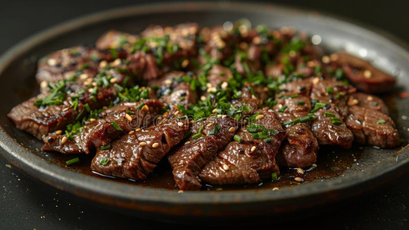 Plate of Beef and Broccoli on Rice with Peppers. Generative AI Stock ...