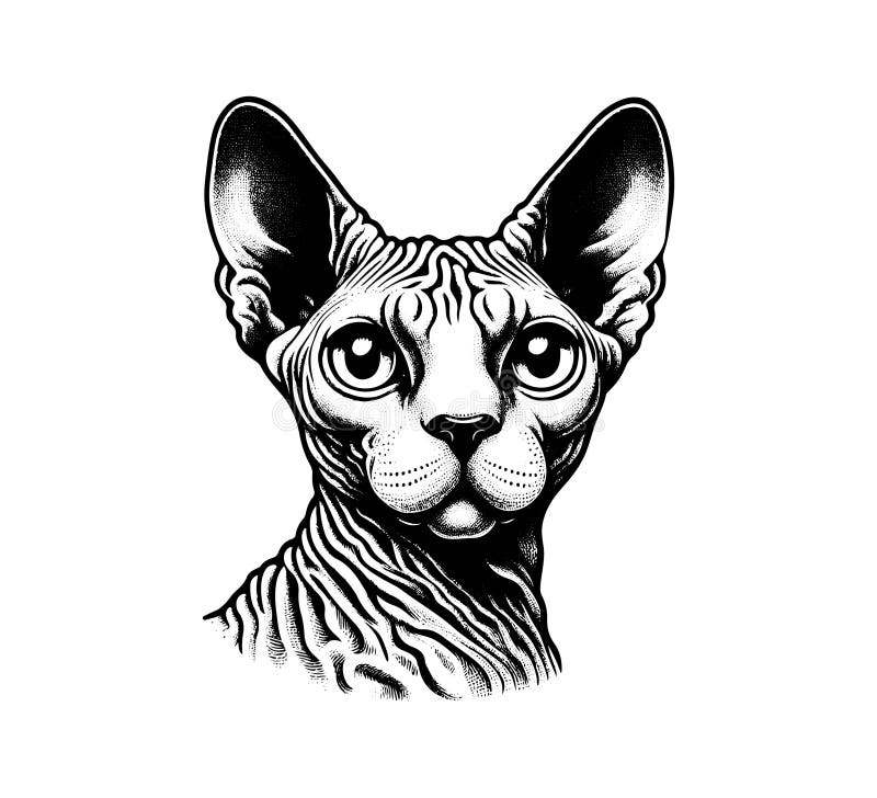 Sphynx Cat Hand Drawn Vector Illustration Stock Illustration ...