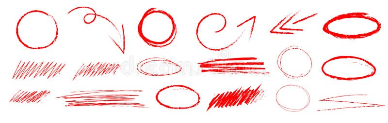 Highlight Vector Doodles, Random Red Scribble Elements Stock Vector ...
