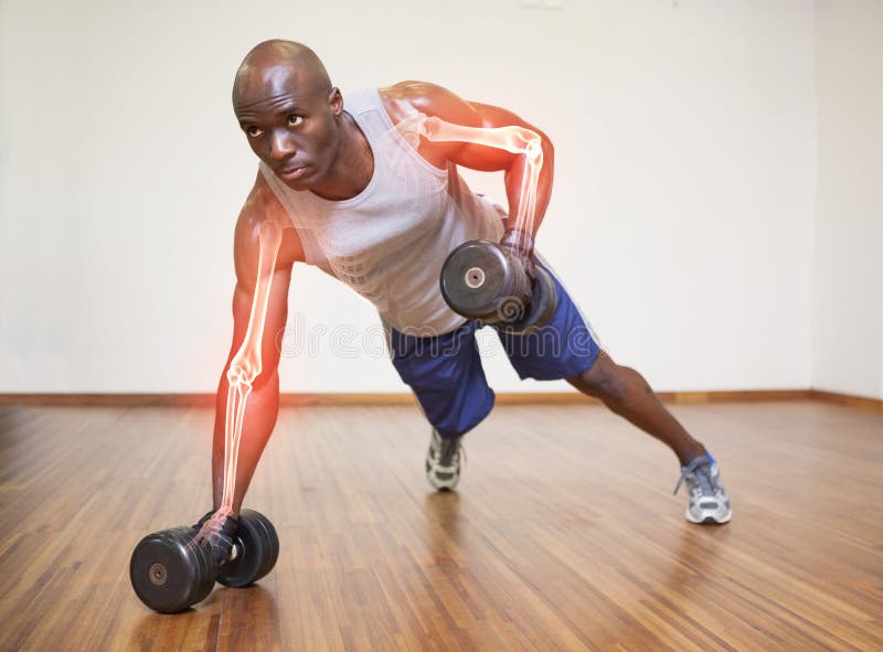 Highlighted Arm of Strong Man Lifting Weights Stock Photo - Image of ...