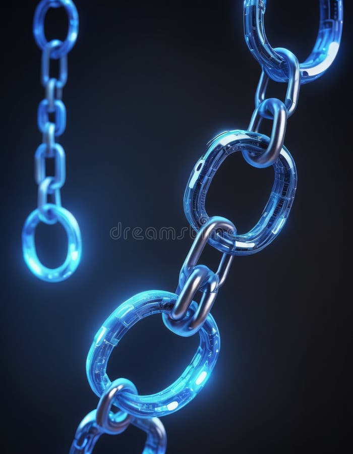Highlighted Blue Chain on Black Stock Illustration - Illustration of ...