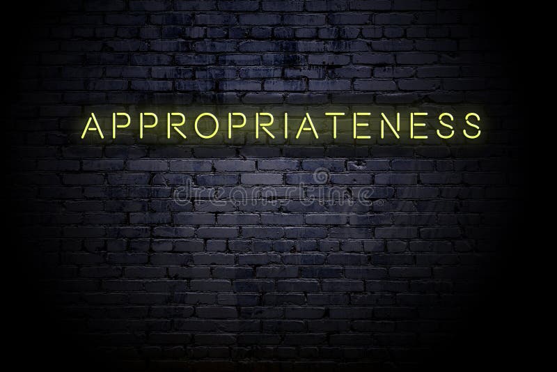 Highlighted Brick Wall with Neon Inscription Appropriateness Stock ...