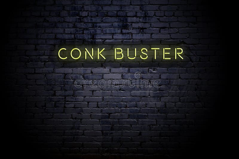 Highlighted Brick Wall with Neon Inscription Conk Buster Stock ...