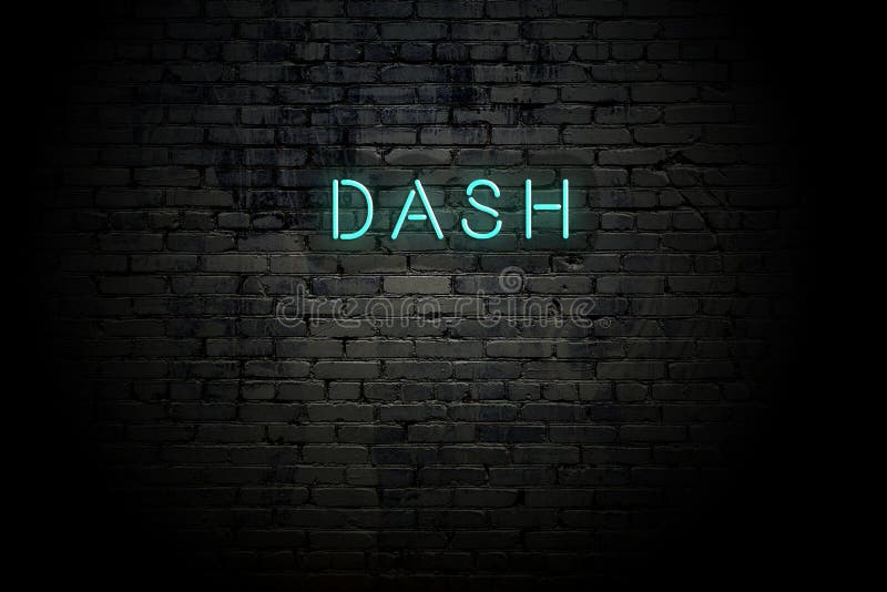 Highlighted Brick Wall with Neon Inscription Dash Stock Illustration ...