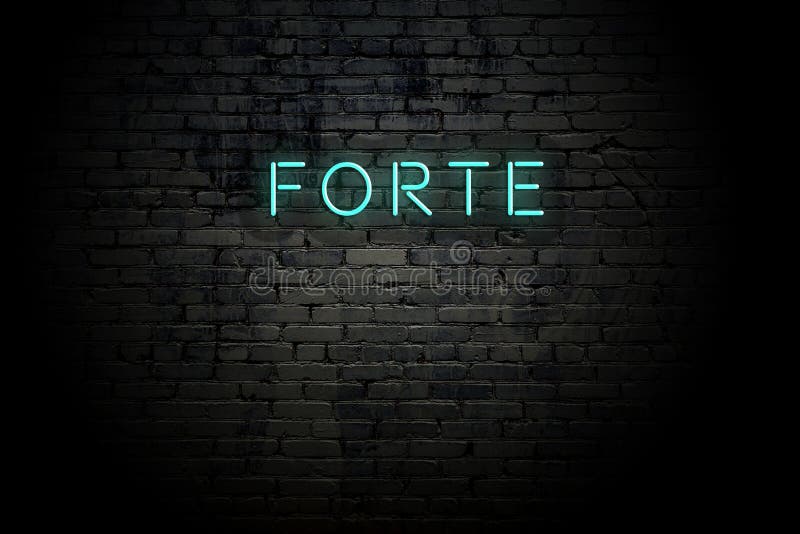 Highlighted Brick Wall with Neon Inscription Forte Stock Illustration ...