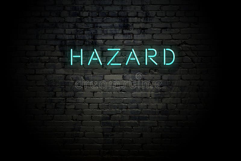 Highlighted Brick Wall with Neon Inscription Hazard Stock Illustration ...