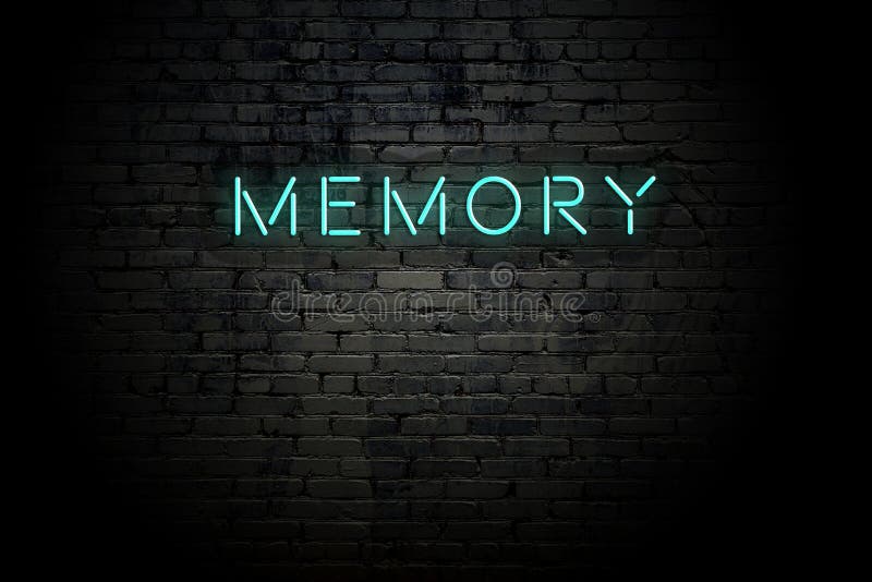 Highlighted Brick Wall with Neon Inscription Memory Stock Illustration ...