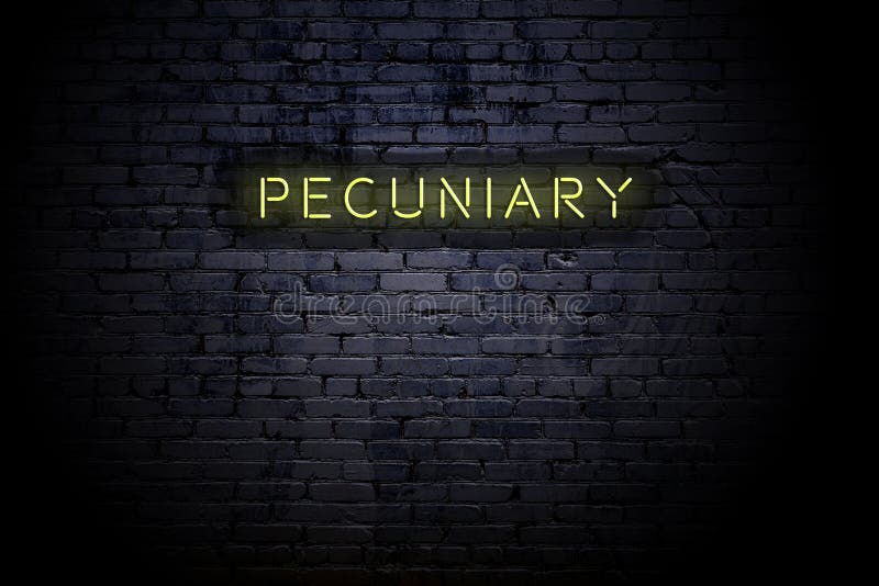 Highlighted Brick Wall with Neon Inscription Pecuniary Stock Image ...