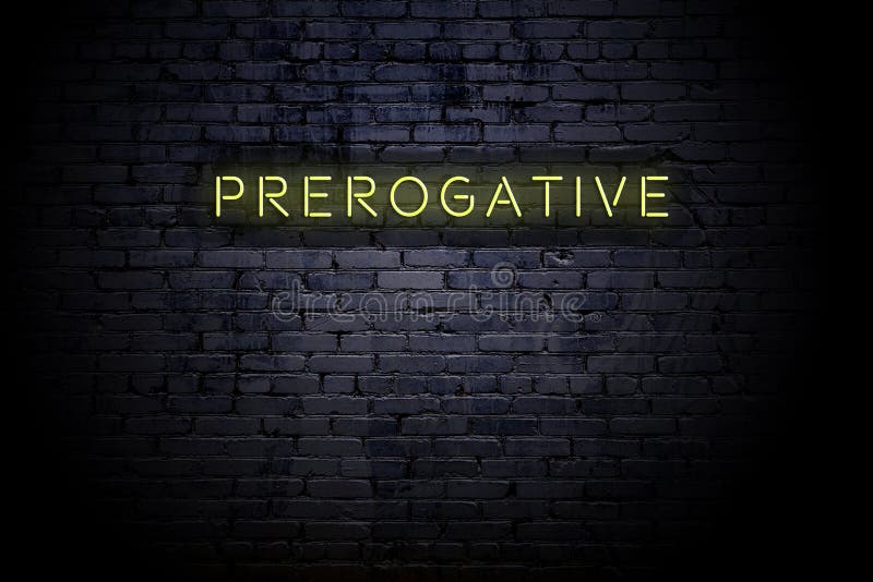 Highlighted Brick Wall with Neon Inscription Prerogative Stock ...