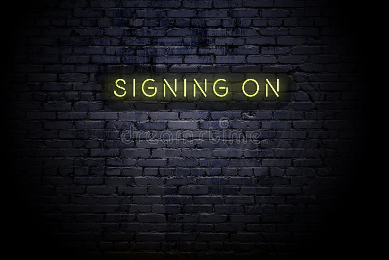 Highlighted Brick Wall with Neon Inscription Signing on Stock ...