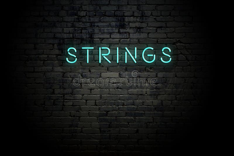 Highlighted Brick Wall with Neon Inscription Strings Stock Illustration ...