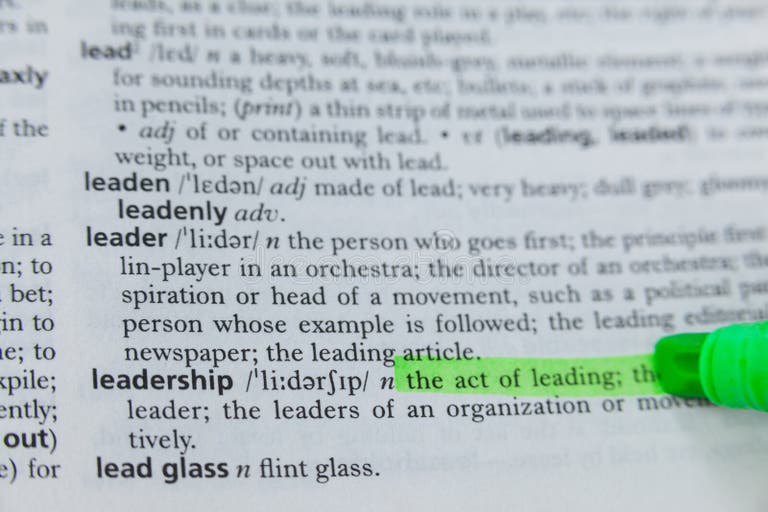 Highlighted Definition of Leadership in Dictionary Stock Image - Image ...