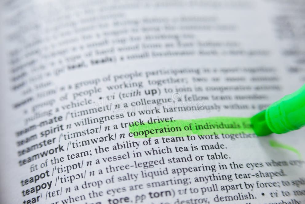 Highlighted Definition of Teamwork in Dictionary Stock Photo - Image of ...