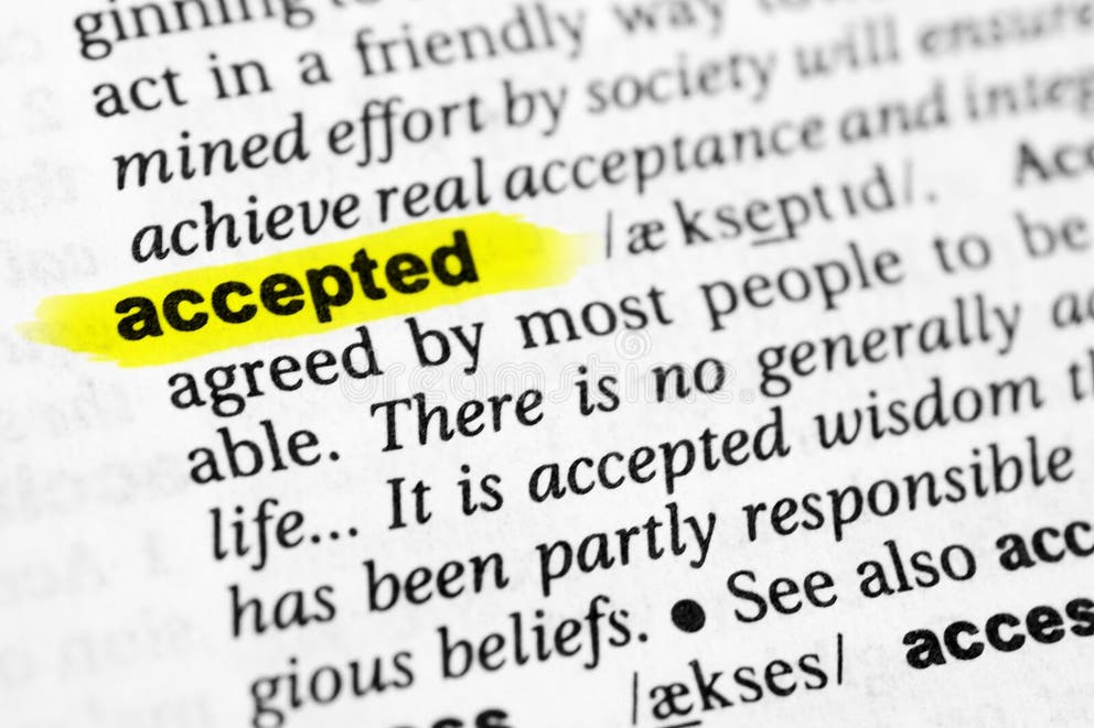 Highlighted English Word Accepted and Its Definition in the Dictionary ...