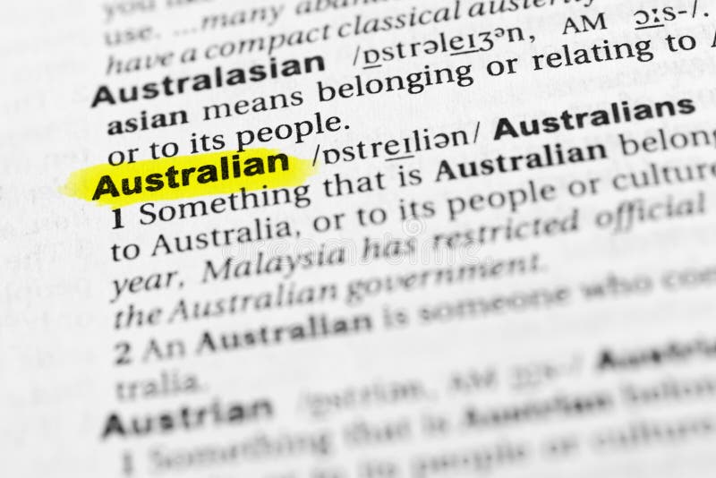 Highlighted English Word `australian` and Its Definition in the ... Highlighted English Word `australian` and Its Definition in the ...