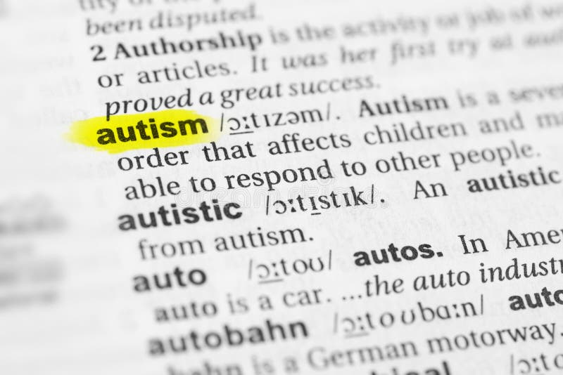 Highlighted English Word `autism` and Its Definition in the Dictionary ...
