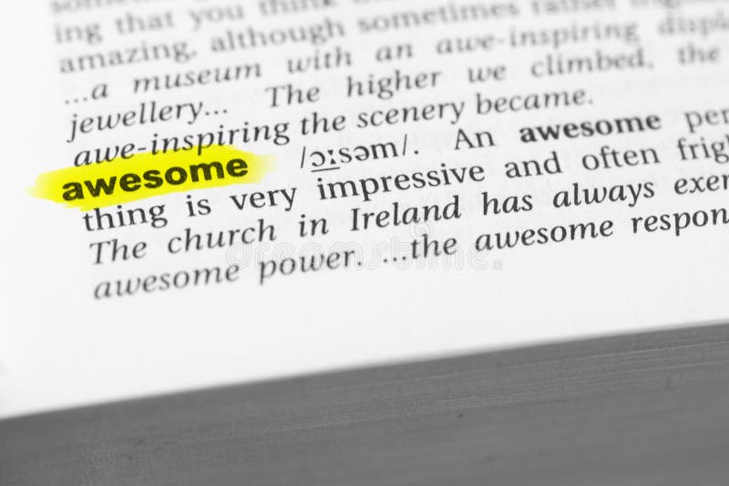 Highlighted English Word `awesome` and Its Definition in the Dictionary ...
