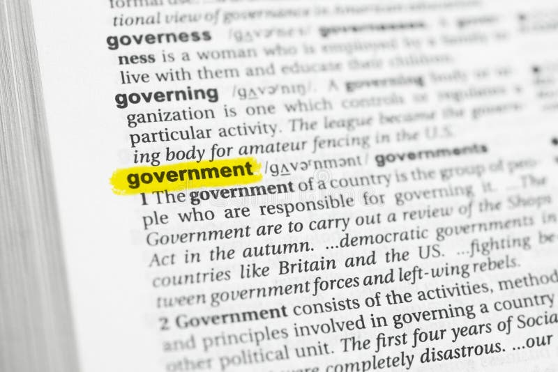 Highlighted English Word Government and Its Definition at the ...
