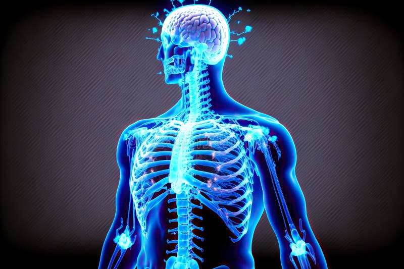 Highlighted Human Skeleton with Bones and Problems Spine Pain Stock ...