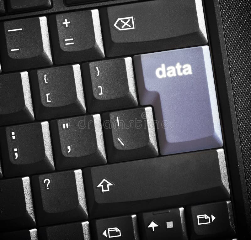 Highlighted Keys with Sign Data on a Black Keyboard Closeup. Stock ...
