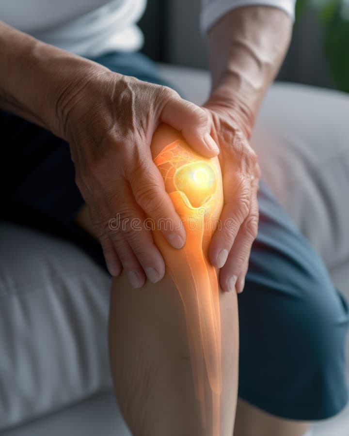Highlighted Knee of a Man with Knee Pain Stock Illustration ...