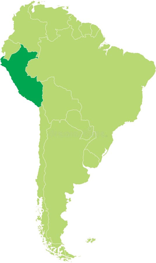 Highlighted Map of PERU Inside Map of South (Latin) America Stock ...