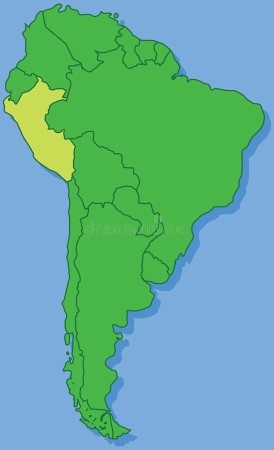 Highlighted Map of PERU Inside Map of South (Latin) America Stock ...