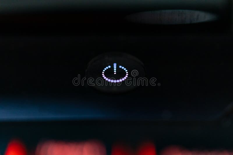 Highlighted Power Button on Laptop with Red Highlighted Keyboard Stock ...