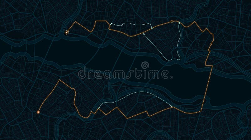 Highlighted Route with Multiple Alternatives on City Map for Projects ...