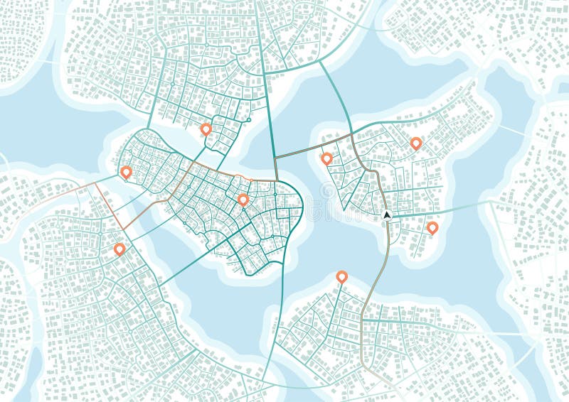 Highlighted Route with Multiple Alternatives on City Map for Projects ...