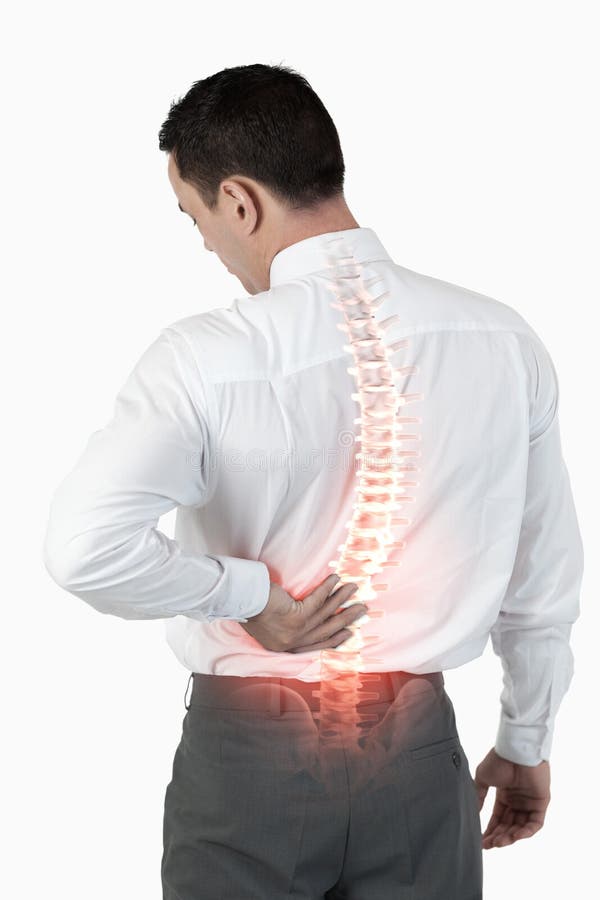 Highlighted Spine of Man with Back Pain Stock Image - Image of torso ...