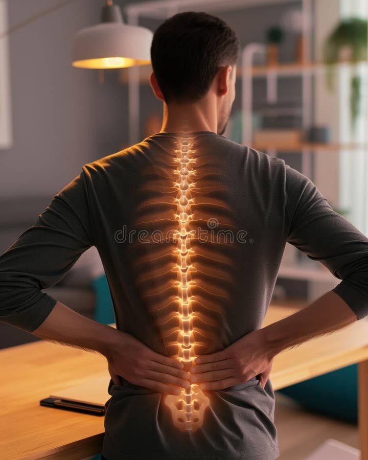 Highlighted Spine of a Man with Back Pain Stock Illustration ...