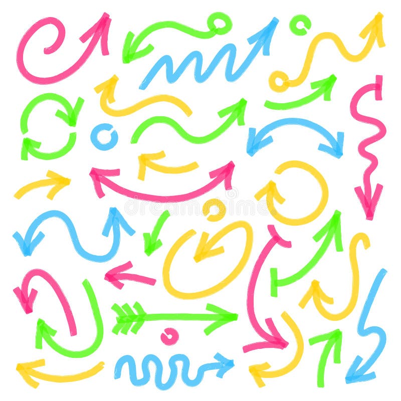 Highlighter Arrow Design Elements Set Stock Vector - Illustration of ...
