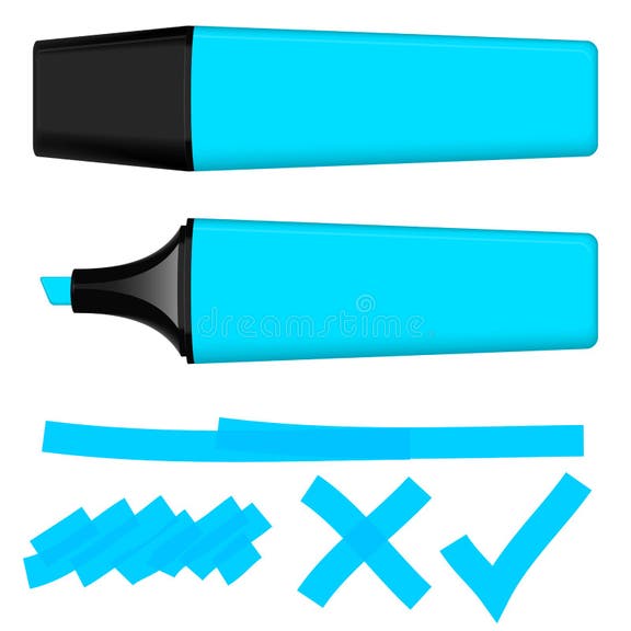 Highlighter Blue with Markings Stock Vector - Illustration of neon ...