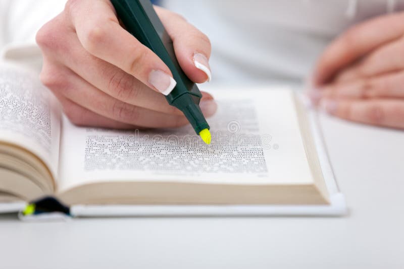 Highlighter and book stock image. Image of analyzing - 33252667