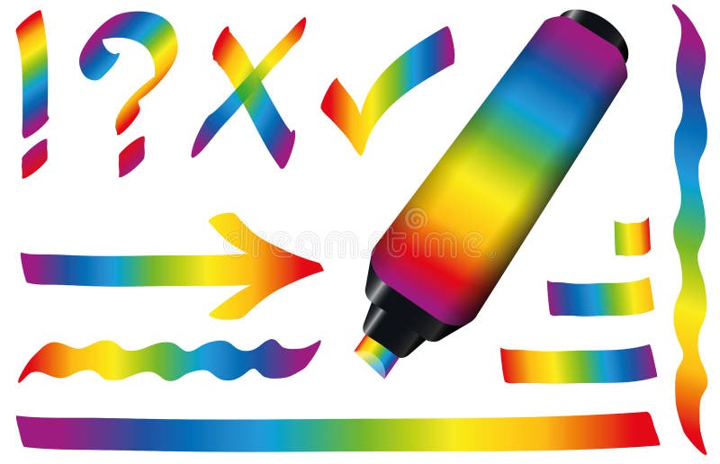Highlighter Colors Rainbow Gradient Stock Vector - Illustration of ...