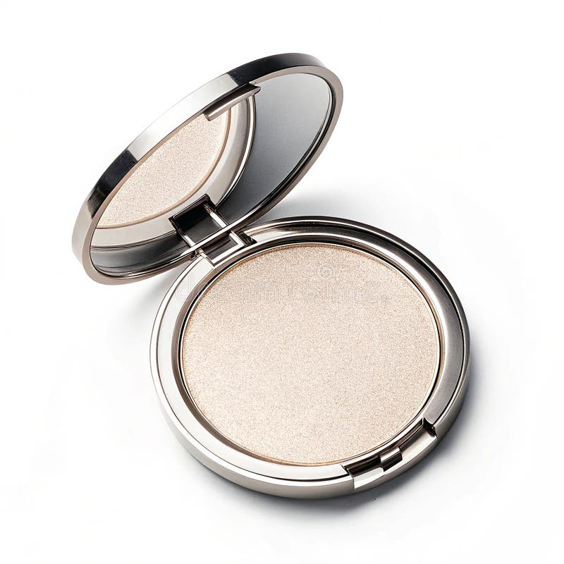Highlighter Compact with Shimmering Powder on White Background Stock ...
