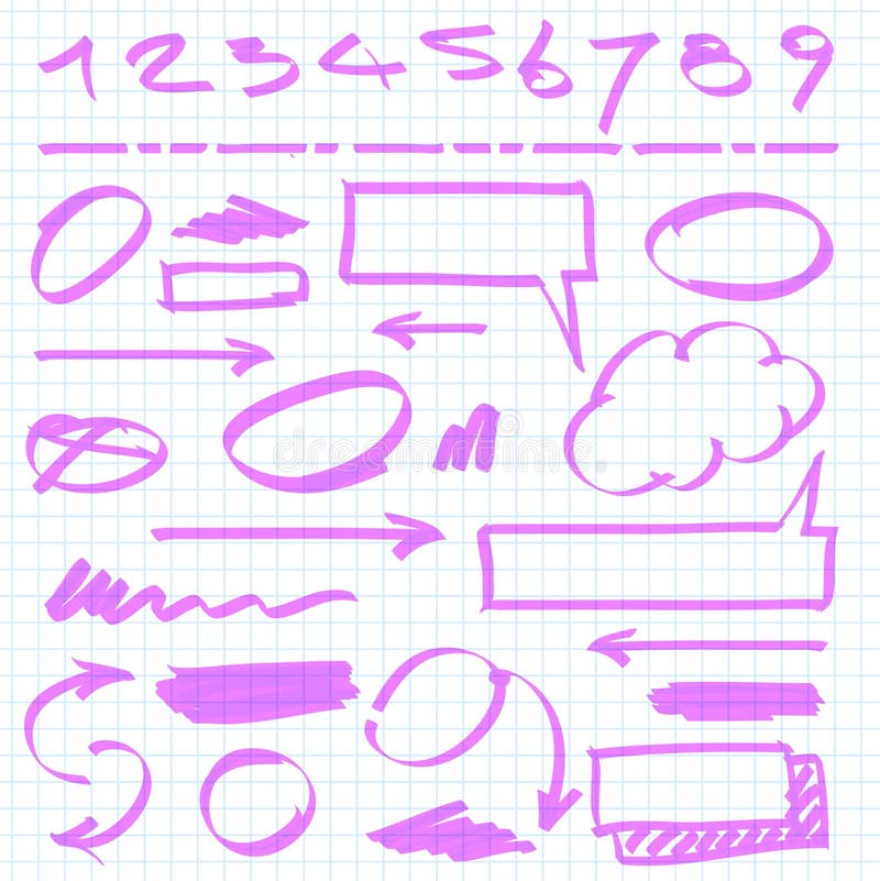 Highlighter Design Element Set Stock Vector - Illustration of frame ...