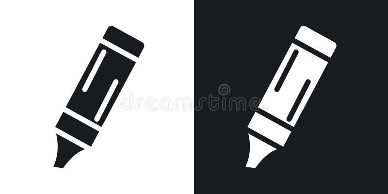 Highlighter Icon Set. Highlight Pen or Marker Vector Symbol in Filled ...